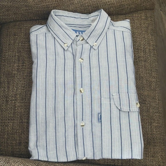 Levi's | Shirts | Vintage Levis Blue Tag Striped Button Down Shirt Men ...